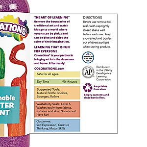 Colorations Washable Glitter Paint, Red, Non Toxic, Vibrant, Bold, Kids Paint, Craft, Hobby, Fun, Art Supplies, 16 oz.