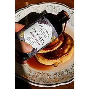 Hany’s Harvest Elderberry Oxymel Syrup, 8 oz Glass Bottle, All Natural Apple Cider Vinegar + Raw Honey Wellness Tonic, Gluten-Free, Small-Batch, Handcrafted