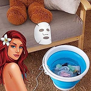 YDCW Portable Mini Tub Washing Machine,Foldable Personal Compact Ultrasonic Turbines Rotating Washer,USB Powered Convenient Laundry for Camping Apartments Dorms RV Business Travel(Blue),B(Upgrade)