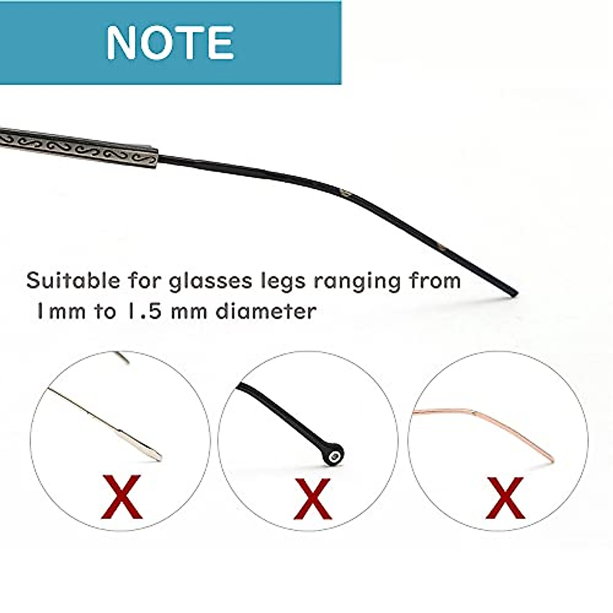 8 Pairs Eyeglass End Tips Ear Sock Pieces Anti-Slip Tube Replacement Tips Silicone for Thin Metal Eyeglass Legs,4 Black/4 White