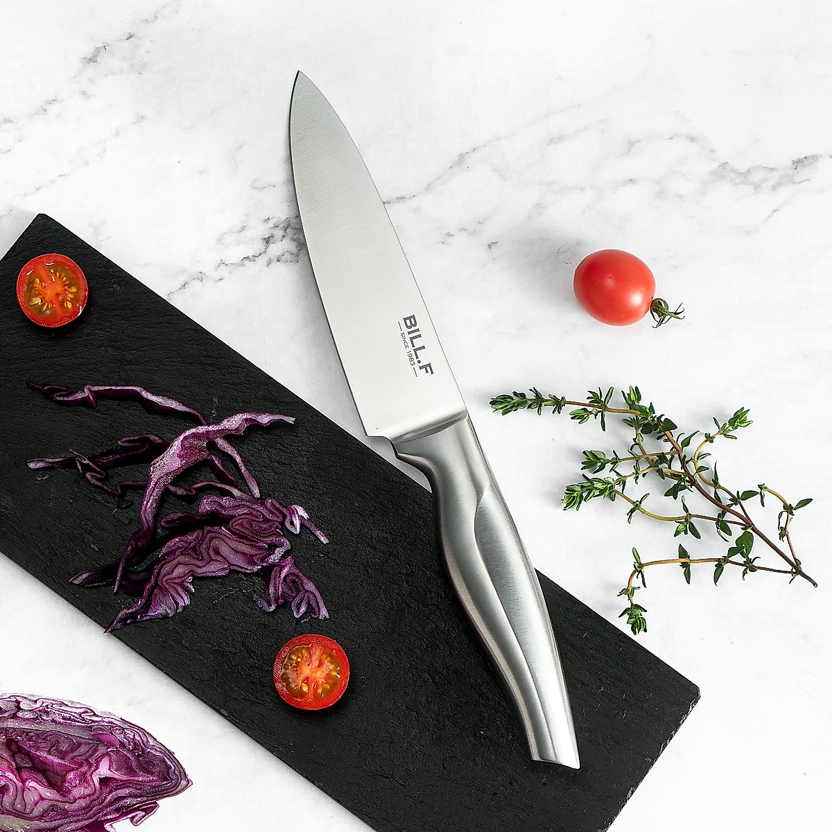 BILL.F Kitchen Knife Set,16 Pieces Stainless Steel Knife Block Sets Professional Ergonomically Knife Set with Sharpener and Wooden Block, Ultra Sharp Stainless Cutlery Knife Kitchen Tool Set