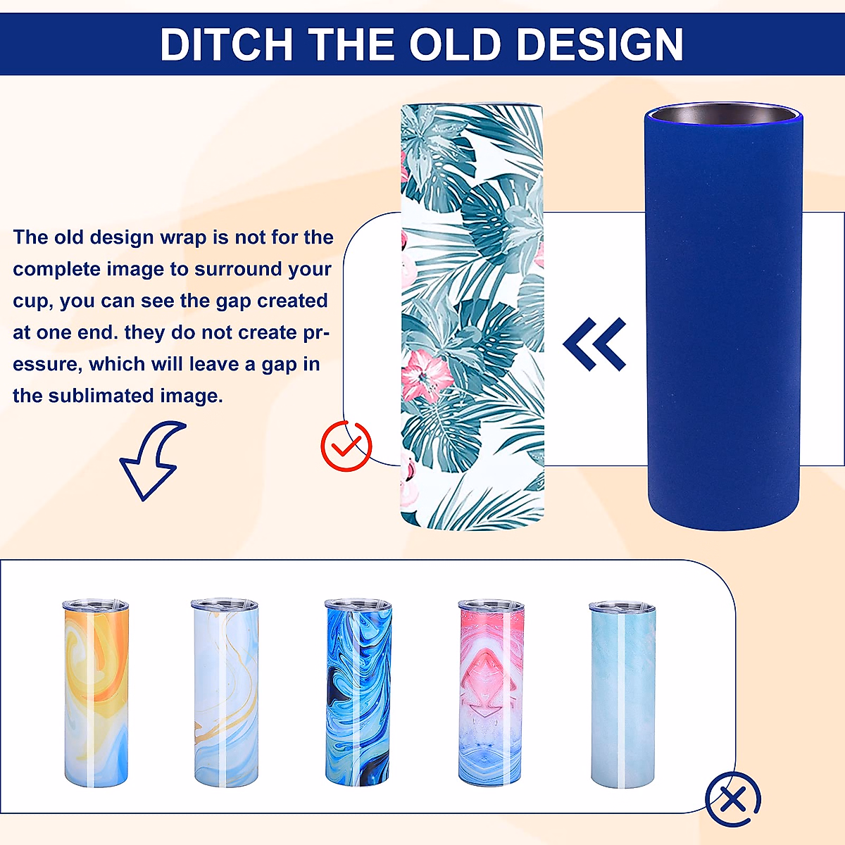 GORGECRAFT 2PCS Unseamed Silicone Wrap for Sublimation Tumblers 20oz Reusable Silicone Sublimation Sleeve Mug Clamp Sleeve Fixture for Full Wrap Tumbler Blanks Sublimation(Blue)