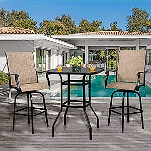VINGLI Upgraded Outdoor Swivel Bar Stools Outdoor Patio Chairs Set of 2, Metal Outdoor Bar Stools Bar Set Outdoor Stools Bar Height Chairs Set Outside Chairs (Black)