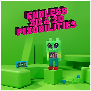 Pixobitz, Exclusive Neon Studio with 600 Water Fuse Beads, Decos and Accessories, Makes 3D Creations with No Heat, Arts and Crafts Kids Toys