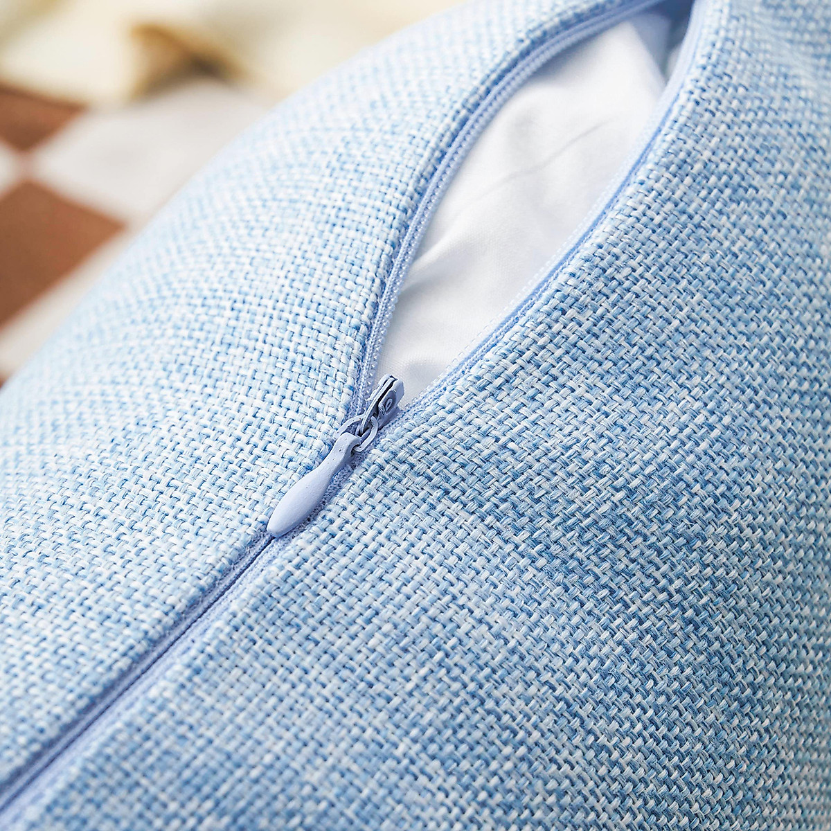 Home Brilliant Blue Throw Pillow Cover Linen European Decorative Pillow Case Large Cushion Cover for Patio Floor Garden, 24x24(60x60cm), Light Blue