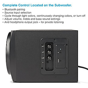 Cyber Acoustics Bluetooth Speakers with LED Lights – The Perfect Gaming, Movie, Party, Multimedia 2.1 Subwoofer Speaker System (CA-SP34BT)