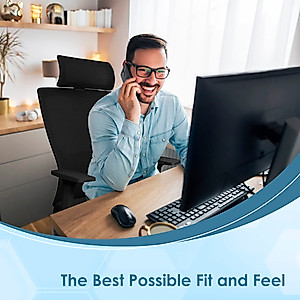 Ergonomic Office Chair with Footrest - Reclining Computer Desk Chair with Wheels for Adults, Lumbar Support, Fixed Arm Rests, Adjustable Height, Breathable Mesh Headrest & Back Rest