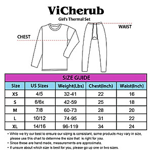 ViCherub Girl’s Thermal Underwear Set Kids Long Johns Fleece Lined Base Layer Top & Bottom Thermals for Girl Cream White Large
