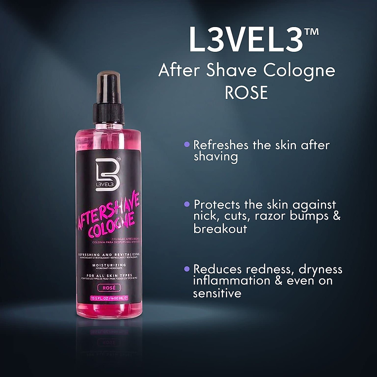 L3 Level 3 After Shave Spray Cologne - Softens Skin - Refreshes and Relieves Face and Skin - Moisturizing Formula Level Three After Shaving