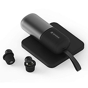 Rowkin Ascent Charge+ True Wireless Earbuds Headphones: 50+ Hours Bluetooth 5 Smallest Earphones & Qi Charging Case. Deep Bass Sound Headset, Mic & Noise Reduction for Android Samsung & iPhone (Black)