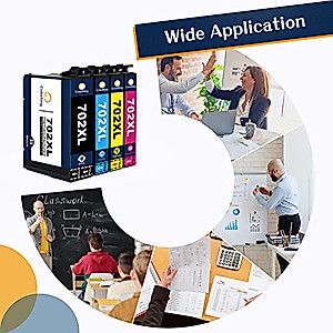 Colorking Remanufactured Ink Cartridge Replacement for 702XL T702 702 XL for Pro WF-3720 WF-3730 WF-3733 WF3720 WF3730 WF3733 Printer (1 Large Black, 1 Cyan, 1 Magenta, 1 Yellow, 4-Pack)