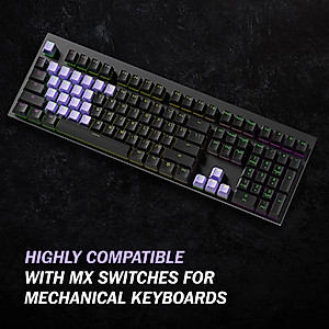HK Gaming Rubber Keycaps Set | Anti-Slip Texture | Doubleshot Backlit Keycap Set | 23 Keys OEM Profile Key Set | for Mechanical Keyboard | Compatible with Cherry MX, Gateron, Kailh | Lavender