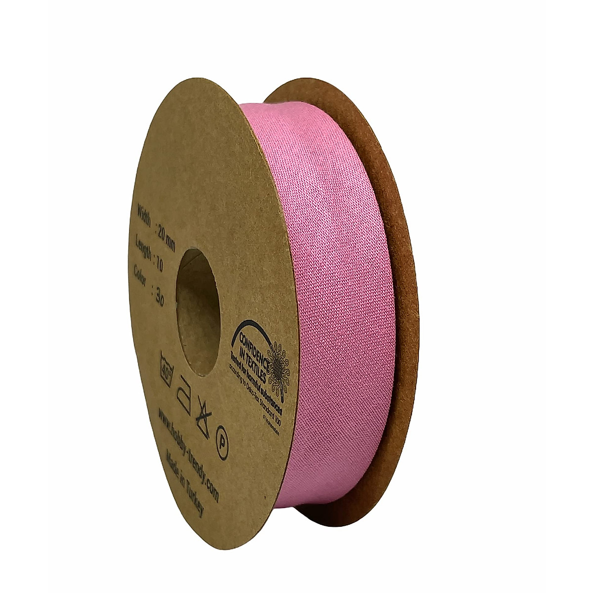 Hobby Trendy0 Cotton Bias Binding Tape (Single Fold) 20mm-13/16inch (10meters-10.93yards) for Sewing, Seaming, Binding, Hemming, Piping, Quilting (30-Rose Pink)