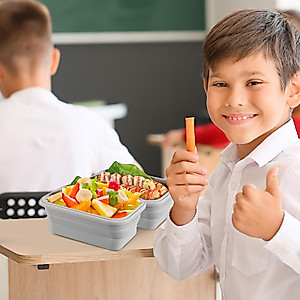 Mifoci Set of 8 Silicone Collapsible Food Storage Containers 17 oz Collapsible Meal Prep Container Square Bowl with Vent Lids, Microwave, Freezer and Dishwasher Safe(Gray)