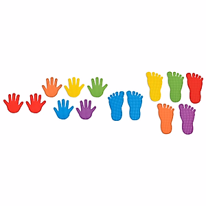 edxeducation-63525 Hand and Foot Mark Set - Includes 2 Large Die for Gameplay - Create Obstacle Courses - Tool for Gross Motor Skills, Occupational Therapy