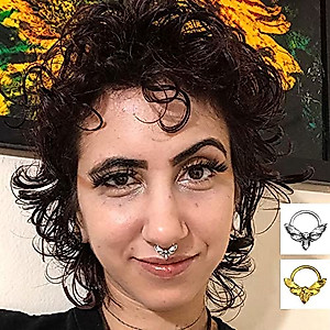 2pcs Single Fashion Piercing Women Alloy Moth C Shaped Gold And Silver Nose Ring