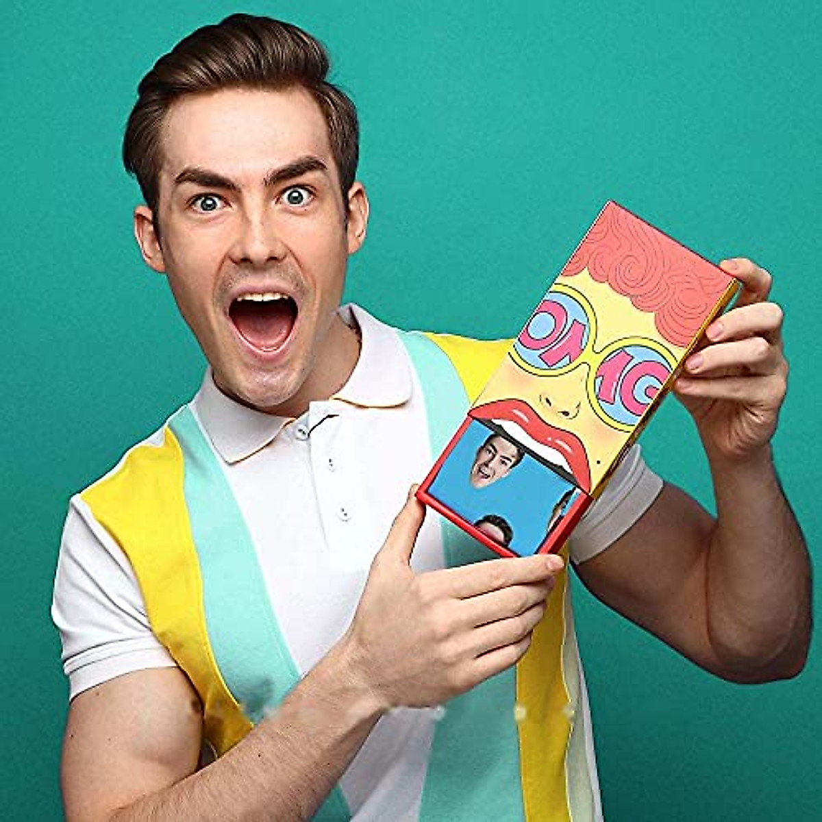 OMG SOCKS Custom Face Socks Multiple Faces, Your Photo Picture on Socks for Men Women Dad Father's Day Birthday Smoky Blue