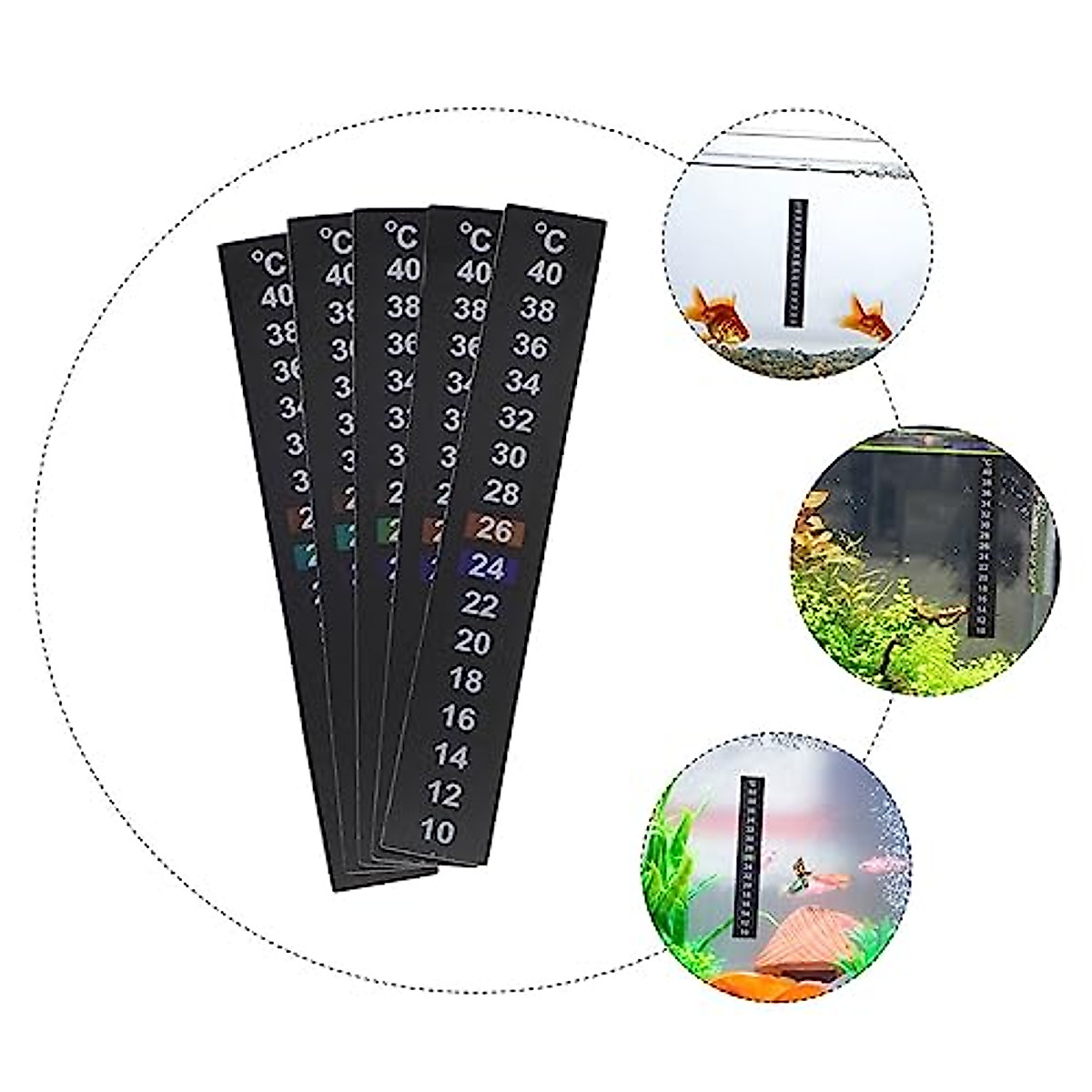 FUOYLOO Digital Thermometer 5 Pcs Fish Tank Temperature Sticker Fish Tank Digital Adhesive Stickers Fish Tank Sticker Sticker Strip for Fish Tank Liquid Crystal Number Stickers