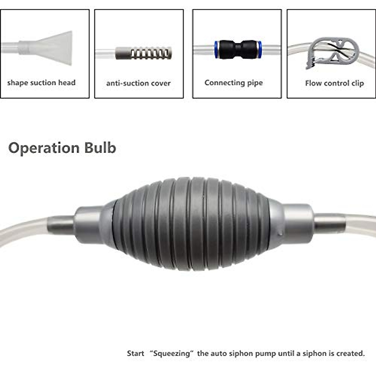 AREPK Small Fish Tank Cleaner Aquarium Water Changer Siphon with 3 Inch Telescopic Stainless Steel Cleaning Fish Net. Also Suitable for Fine Cleaning of Large Tanks, Aquarium Gravel Vacuum Cleaner