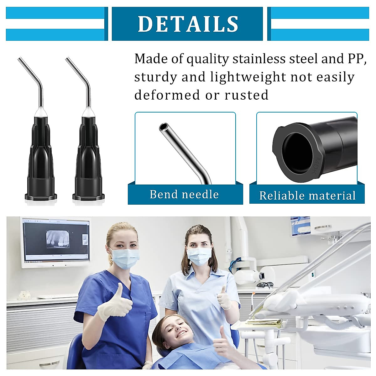 Fashionclubs Blunt Tip Dispensing Needles 20Ga,200pcs Disposale Dental Pre-Bent Irrigation Needle Tips,Black,Great for Oil or Glue Applicator