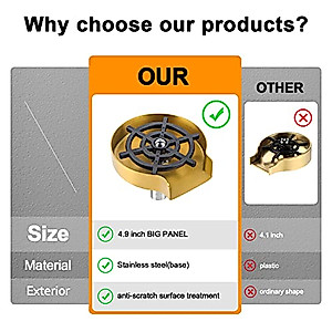 Metal Kitchen Sink Glass Rinser, Sprayer Faucet Bottle Washer Cup Cleaner Kitchen Sink Accessories, Quick Rinse for Home Bar Faucet, Gold