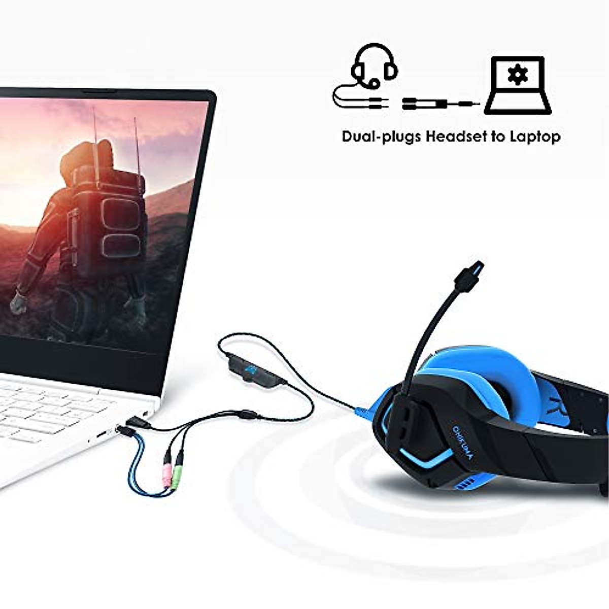 MillSO Headphone Mic Splitter, 3.5mm Headset Adapter (Microphone + Audio) 2 TRS Female to TRRS Male CTIA Stereo Jack Y Cable Compatible for Dual-Plug Gaming Headset to Xbox, PS4, Phone, Laptop, PC