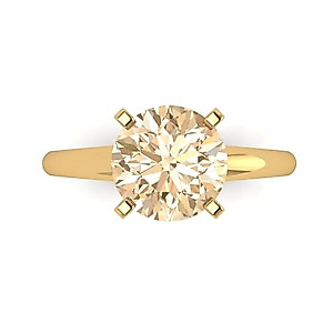 Clara Pucci 2.50ct Round Cut Solitaire Natural Brown Morganite Engagement Bridal Promise Anniversary Ring in 18K Yellow Gold 4.75
