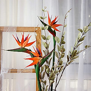 Calcifer 32'' Real Touch Bird of Paradise Artificial Flowers Bouquet for Home Garden Decoration/Wedding Party Decor (Goldenrod,5 Stems)