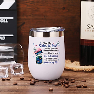 Qatdey Sister in Law Gifts Wine Tumbler, Sister in Law Birthday Gift Ideas, Best Gifts for Sister in Law Mug, Wedding Gifts for Sister-in-Law, Future Sister in Law Gifts from Sister in Law 12 oz Cup