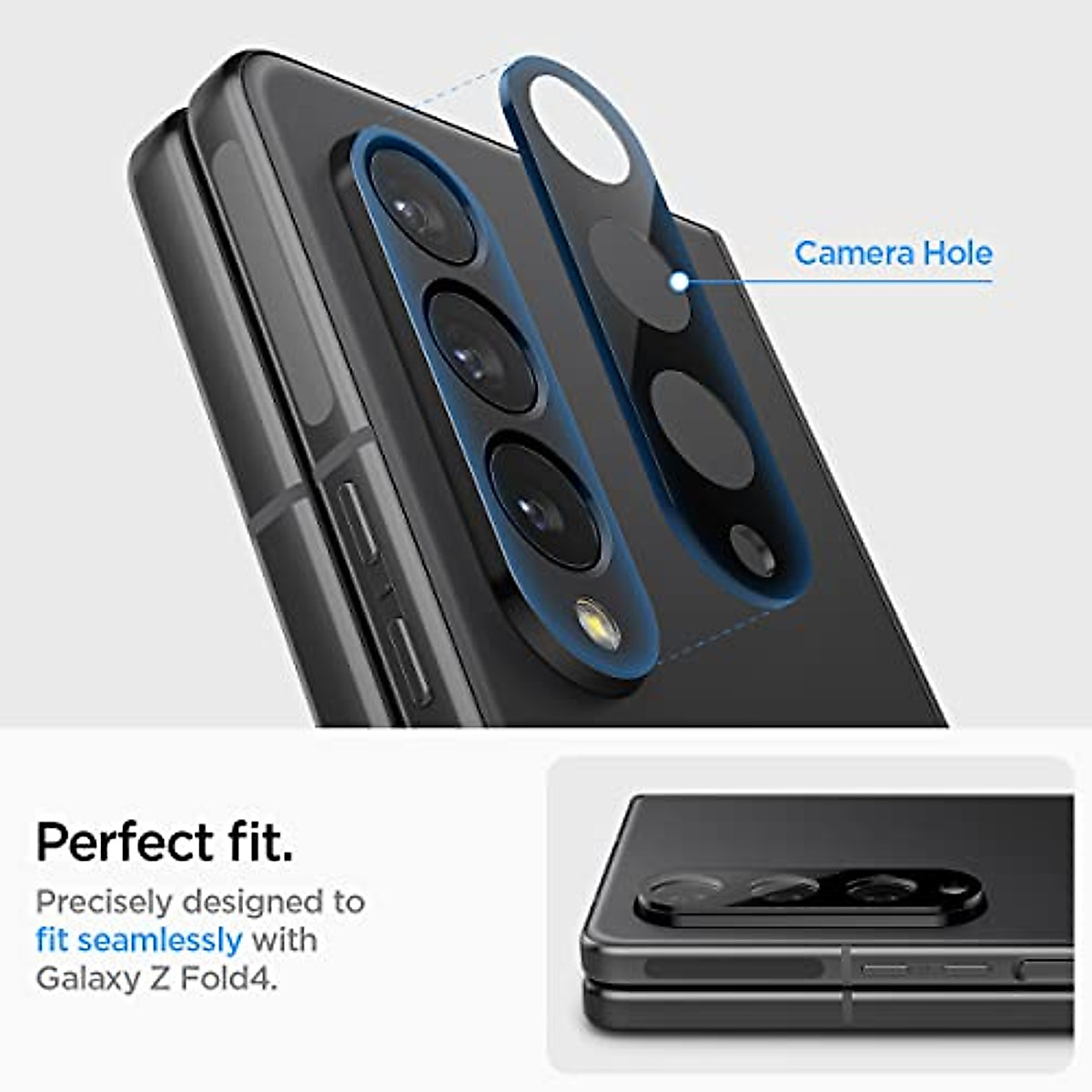 Spigen Camera Lens Screen Protector [GlasTR Optik] designed for Galaxy Z Fold 4 - Black [2 Pack]