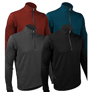 AERO|TECH|DESIGNS | Men's Long Sleeve Merino Wool Jersey | High Collar Performance Wool Blend Pullover | Medium | Black