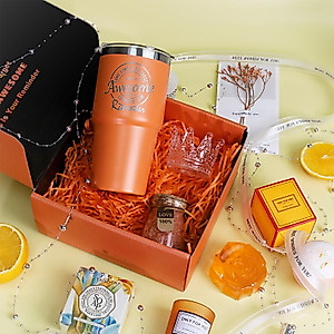 Gifts for Women, Mom, Wife, Girlfriend, Sister, Mothers Day, Birthday, Christmas, Valentine's Day Gifts-Lavender Spa Gift Basket Set(Orange)