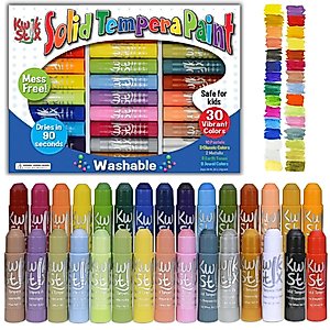 Kwik Stix Solid Tempera Paint Sticks, 30 Colors, Washable Paint Sticks for Kids, Super Quick Drying, Non-Toxic, Allergen Free, Paint Sticks in Classic, Pastel, Metallic, Earth & Jewel Colors, Paint for Kids and Toddlers
