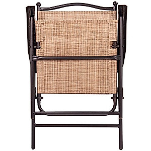 Giantex Set of 2 Patio Folding Chairs, Sling Chairs, Indoor Outdoor Lawn Chairs, Camping Garden Pool Beach Yard Lounge Chairs w/Armrest, Patio Dining Chairs, Metal Frame No Assembly, Yellow