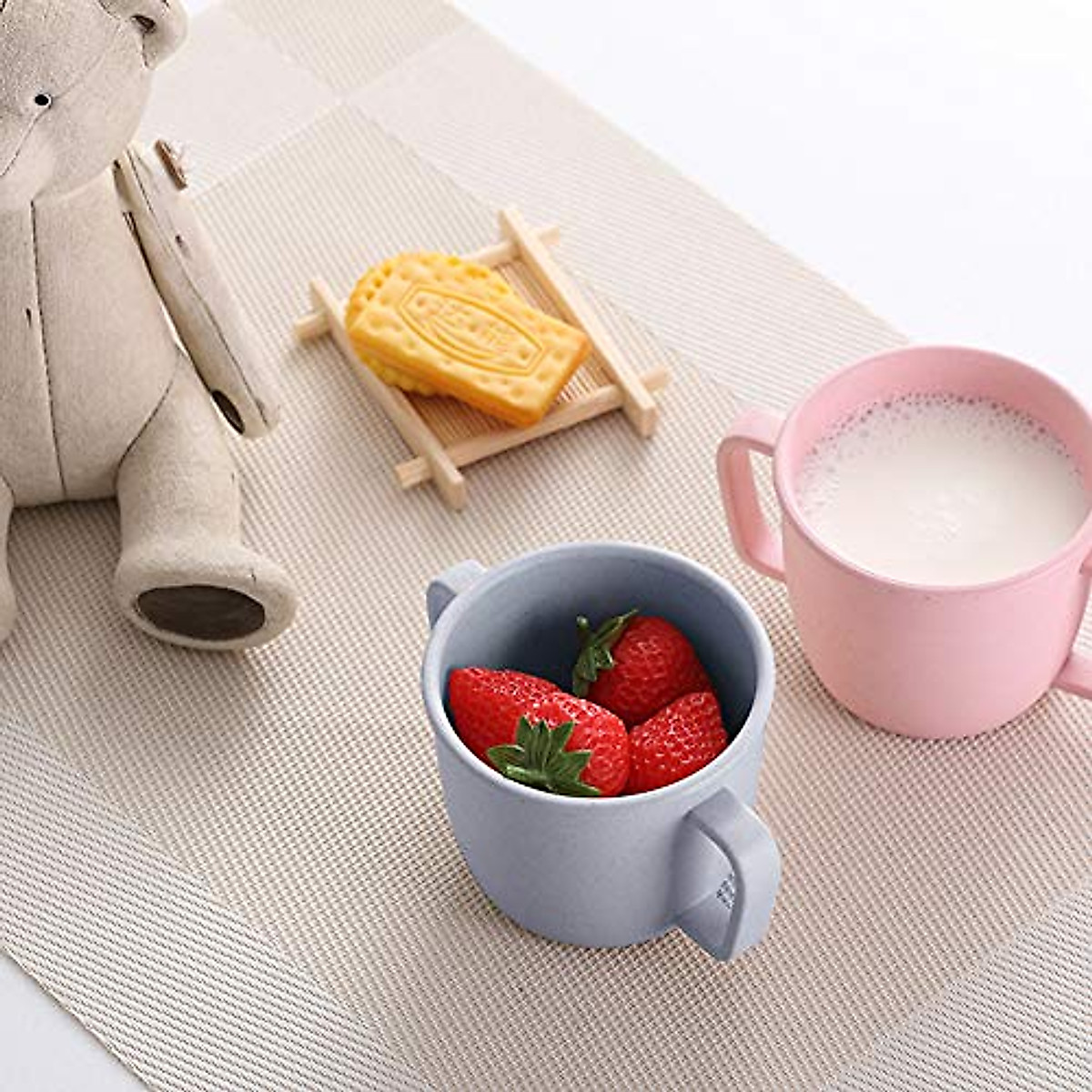Golandstar Small Size Bamboo Fiber 230ml Adult Children Cups Mugs 4pcs Set Unbreakable Tumbler Mug Cup for Water, Milk, Juice, Tea