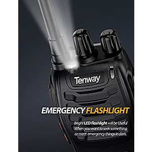 Walkie Talkie Long Range Rechargeable 2 Way Radio for Adult with Earpiece, FRS Two Way Radio VOX 16 Channel Flashlight Li-ion Battery 10 Pack