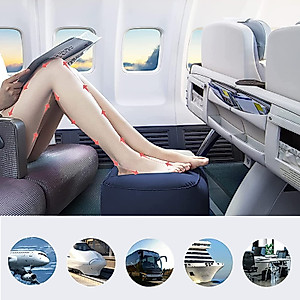 Inflatable Foot Rest for Air Travel, Airplane Footrest Adjustable Height Travel Foot Pillow Flyaway Kids Bed ,Portable Foot Rest Pillow for Kids & Adults on Plane,Car,Train,Office (Dark Blue)