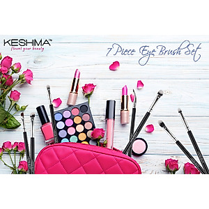Keshima Professional Eye Makeup Brushes Set with Eyeshadow Brush, Eye Shadow Blending Brush, Smudge, Angled Crease, Pencil, Angled Eyeliner and Bent Eyeliner Brushes