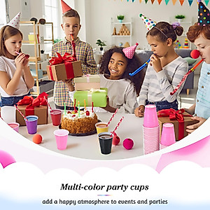 Mifoci 50 Pcs 16 oz Plastic Drinking Cups Plastic Disposable Cups for Wedding graduation Birthday Party Valentine Christmas Picnics Barbecues Supplies(Pink)