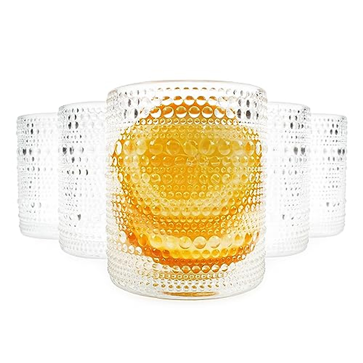 Darware Hobnail Drinking Glasses (12oz, 6pk, Clear); Old-Fashioned Beverage Glasses for Tabletop, and Bar Use and Candle Jars