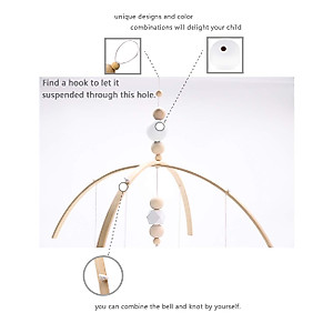 AONTUS Baby Crib Mobiles Wooden Beads for Children Boys Girls Babies Bed Room Designer Colors to Match Nursery Delight (White Wooden Beads)