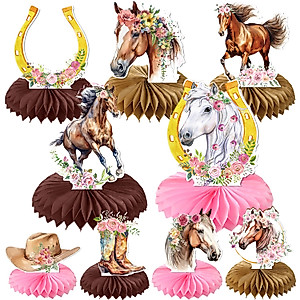 Rngmsi Horse Party Decorations - Pink Western Cowgirl Party Decorations Horse Birthday Decorations for Girls Honeycomb Centerpieces Cowgirl Birthday Baby Shower Decorations Horse Bachelor Party Decor