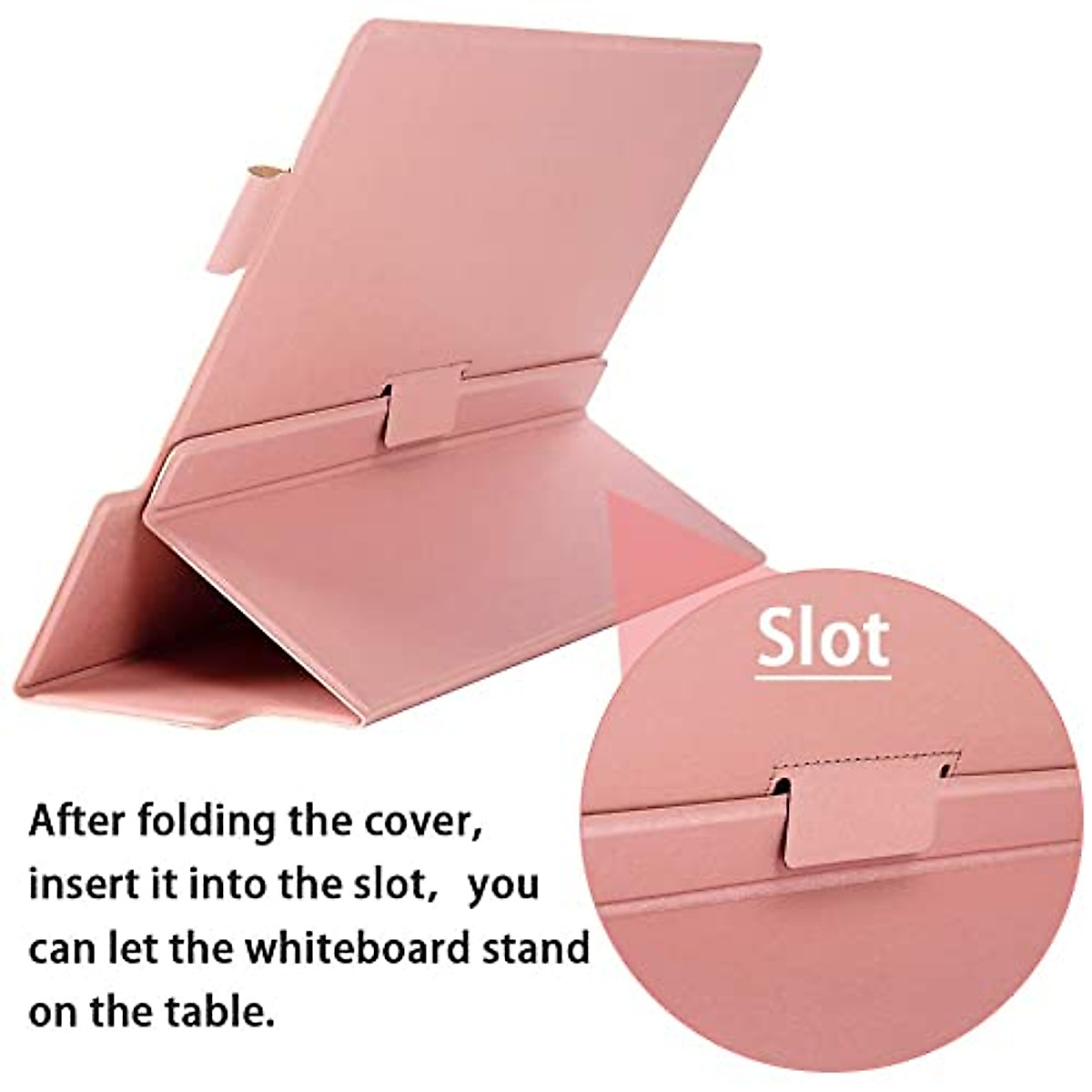 CRCHOM Small White Board Dry Erase Board A4 Magnetic Desktop Whiteboard 8" x 12" Portable Whiteboard Easel with Stand Pink PU Cover Case for Kids, Adult, Office, Home, School