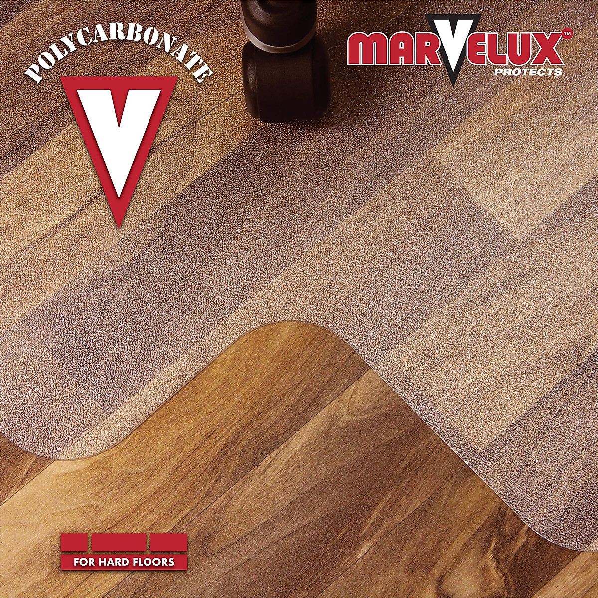 Marvelux Heavy Duty Polycarbonate Office Chair Mat for Hardwood Floors 47" x 53" | Transparent Hard Floor Protector with Lip | Multiple Sizes
