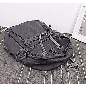 Womens Denim Backpack Purse Teen Girls Casual Style Lightweight Canvas Backpack School Bag Travel Daypack (Navy)