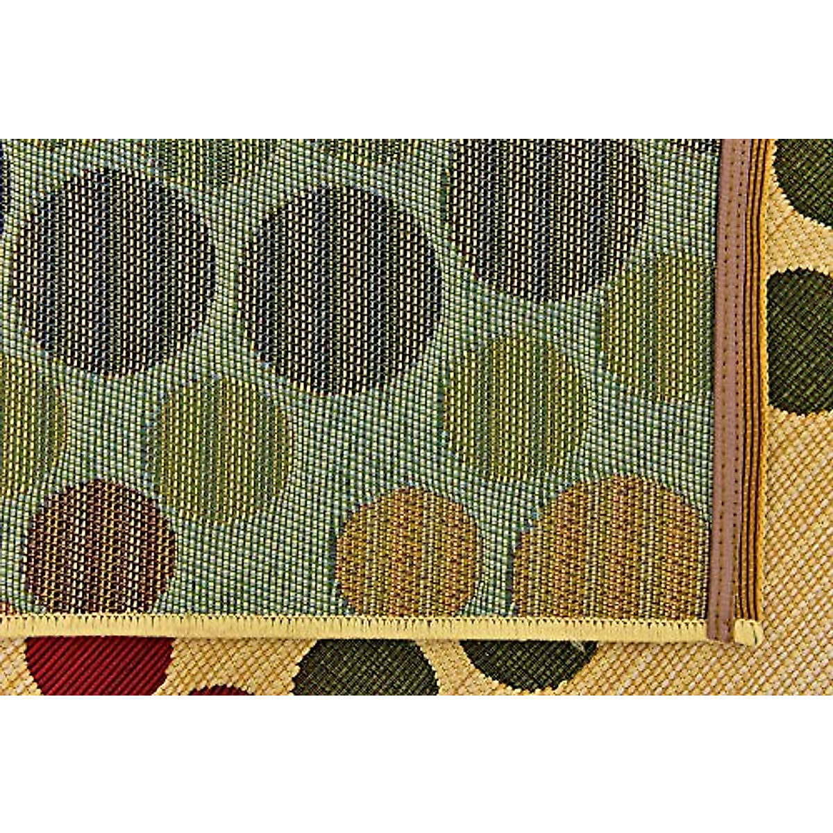 Unique Loom Modern Collection Geometric, Abstract, Circles, Colorful, Indoor and Outdoor Area Rug, 5 ft 3 in x 8 ft, Beige/Blue