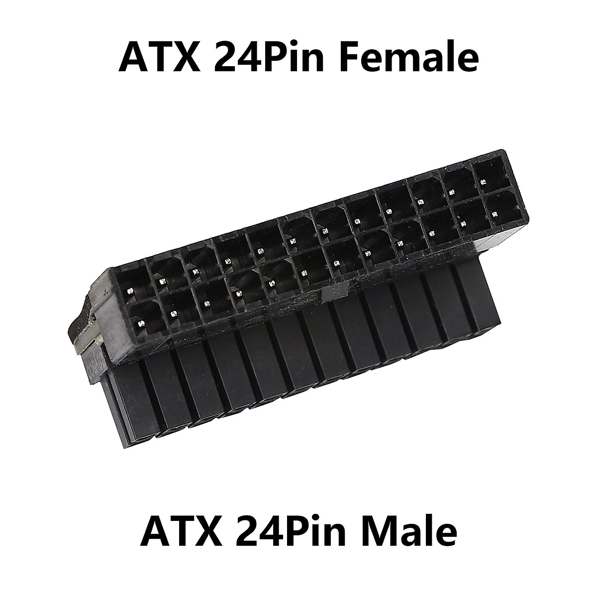 ATX 24Pin 90 Degree Adapter,Motherboard 24Pin Male to 24Pin Female 90 Degree Extension Connection for Mainboard Right Angle Connector for Desktop PC Power Supply