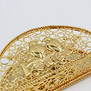 SDlumeiy Metal Semicircle Gold Napkin Holder with Bird，Paper Tissue Dispenser for Dining Table, Kitchen Countertop 6x1.6x3.1inch