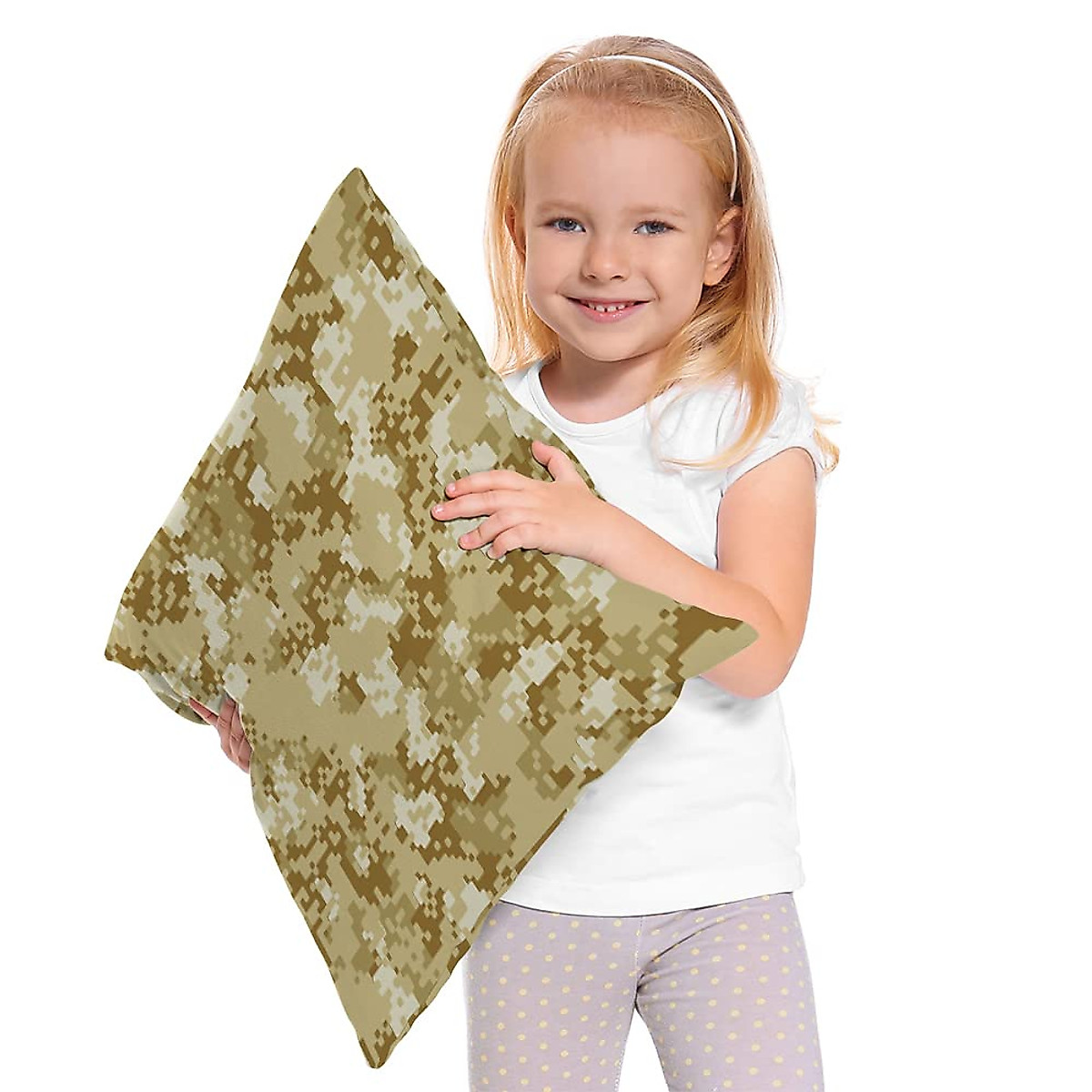 Numland Camo Throw Pillow Cases Marine Camouflage Desert Uniform Army Armed Combat Hiding Soldier Doodle Pillow Covers Decorative Cotton Linen 18x18 Inch