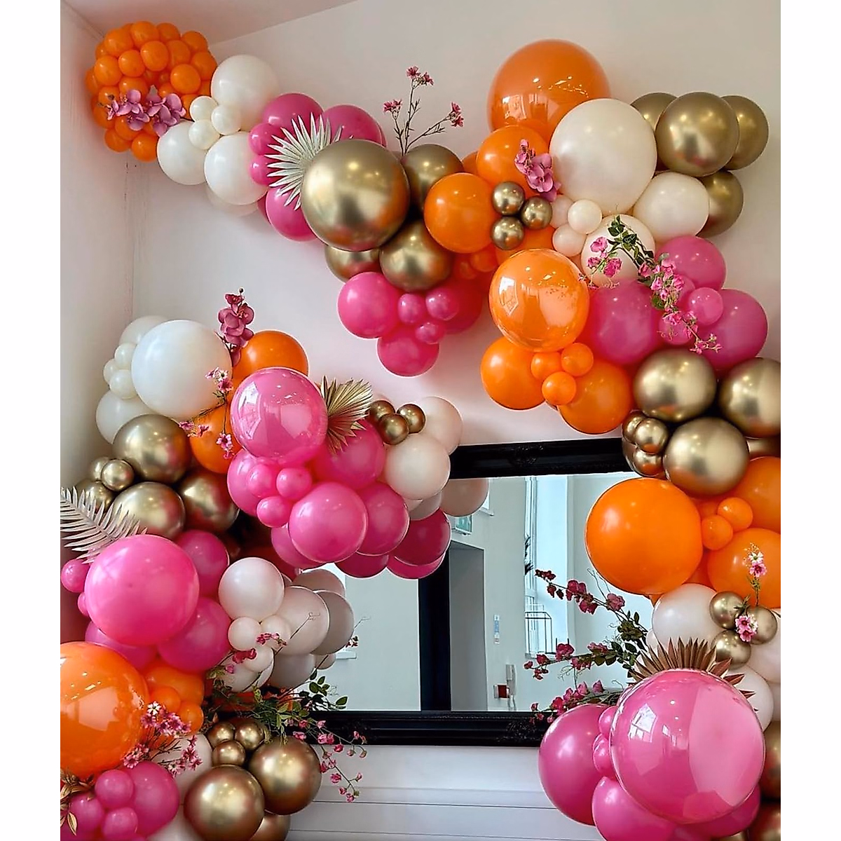 FOTIOMRG 130pcs Orange Balloon Garland Arch Kit, 18 12 10 5 inch Orange Latex Balloons Different Sizes Pack for Birthday Wedding Fall Baby Shower Thanksgiving Christmas Halloween Party Decorations
